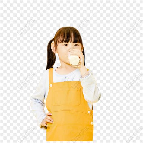 우유를 마시는 소녀 Png 일러스트 무료 다운로드 Lovepik