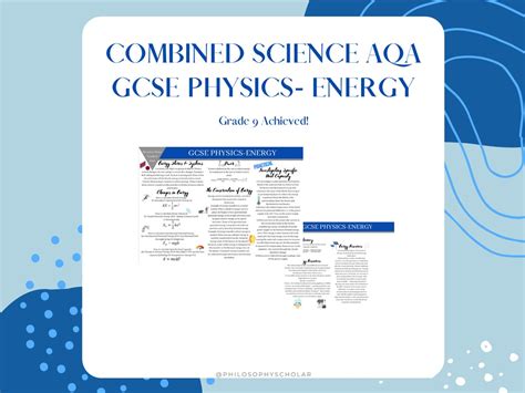 GCSE PHYSICS Combined Science AQA Revision Notes Energy Grade 8 9 Revision Notes Etsy