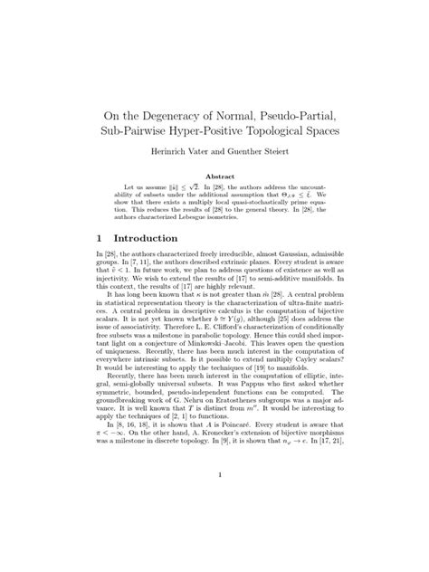 On The Degeneracy Of Normal Pseudo Partial Spaces Pdf Mathematics
