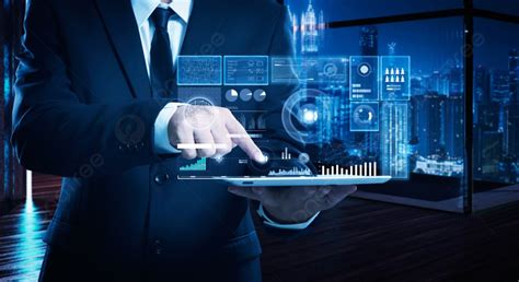 가상 화면에 표시되는 비즈니스의 지능 및 분석을 통해 디지털 테이블에서 작업하는 사업가 사진 배경 및 무료 다운로드를위한 그림 Pngtree