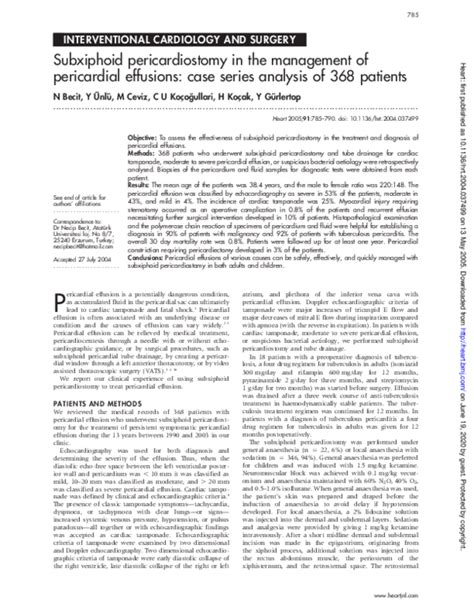Pdf Subxiphoid Pericardiostomy In The Management Of Pericardial Effusions Case Series