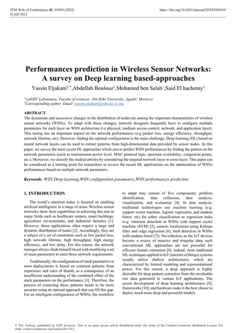 Pdf Performances Prediction In Wireless Sensor Networks A Survey On
