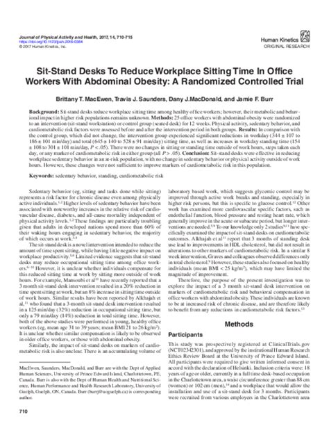 Pdf Sit Stand Desks To Reduce Workplace Sitting Time In Office