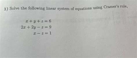 Solved Solve The Following Linear System Of Equations Chegg