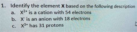 SOLVED Identify The Element X Based On The Following Description X2 Is Cation With 54 Electrons