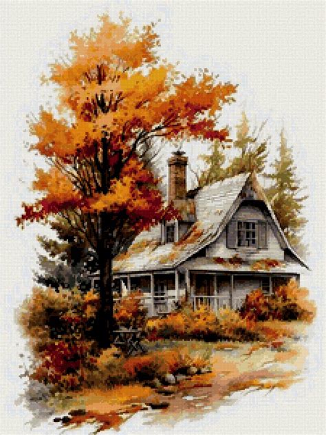 Схема вышивки «осень в деревне №2735357 Вышивка крестом
