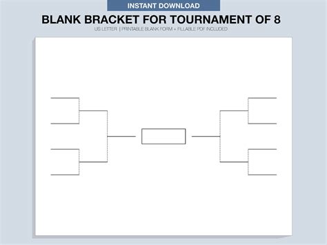 Blank Tournament Bracket Printable Fillable Pdf Single Elimination Etsy