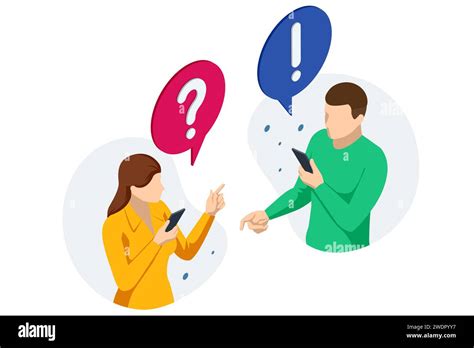 Isometric Question Marks Message Box With Question Chatbot Technology