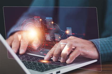 Premium Photo Businessman Using Computer Software For Security Searching And Managing