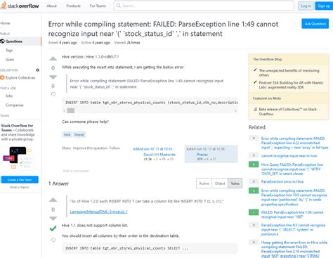 hive error while compiling statement failed parseexception cannot recognize input near