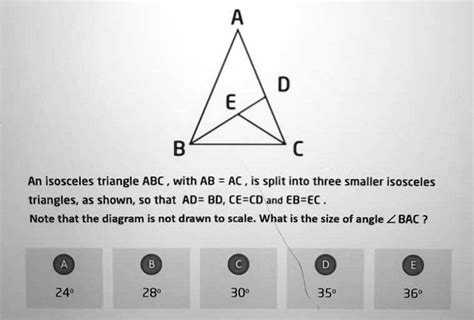 An Isosceles Triangle ABC With AB AC Is Split Into Three Smaller Isosceles Triangles As