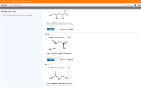 Solved Chem 2313 Section 4 Spring 2017 Ch 21 Hw Problem