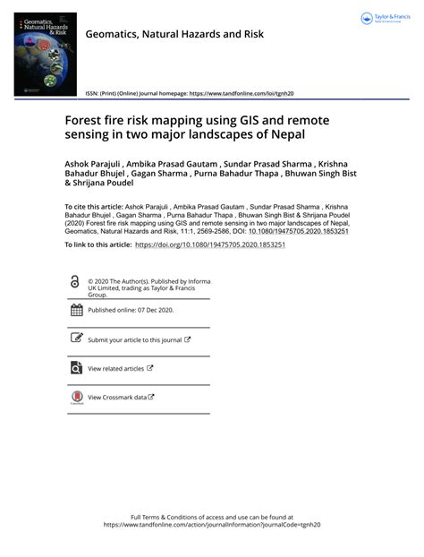 pdf forest fire risk mapping using gis and remote sensing in two