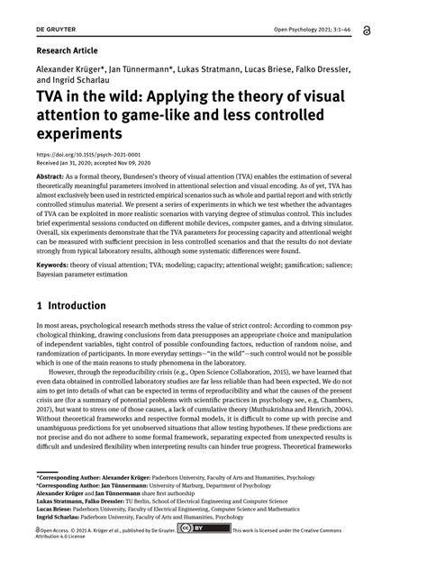 Pdf Tva In The Wild Applying The Theory Of Visual Attention To Game Like And Less Controlled