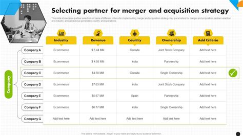 Selecting Partner For Merger And Integration Strategy For Increased Profitability Strategy Ss