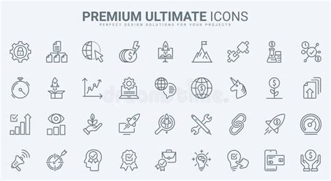 Startup Technology Project Development Thin Line Icons Set Success Solution Analysis Stock