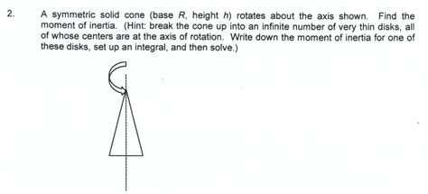 Solved A Symmetric Solid Cone Base R Height H Rotates