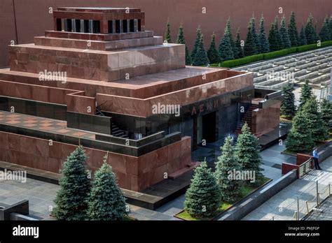 Aerial View Of Lenins Mausoleum On Red Square In The Center Of Moscow