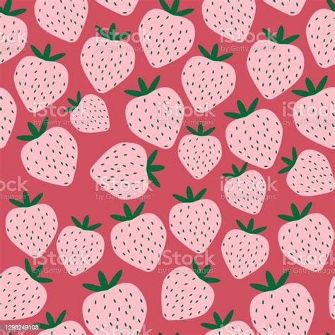미니멀 한 딸기 벡터 매끄러운 패턴 간단한 여름 베리 장식 낙서 평면 벽지 직물 직물 종이에 대한 손으로 그린 질감 벡터 일러스트레이션 0명에 대한 스톡 벡터 아트 및 기타