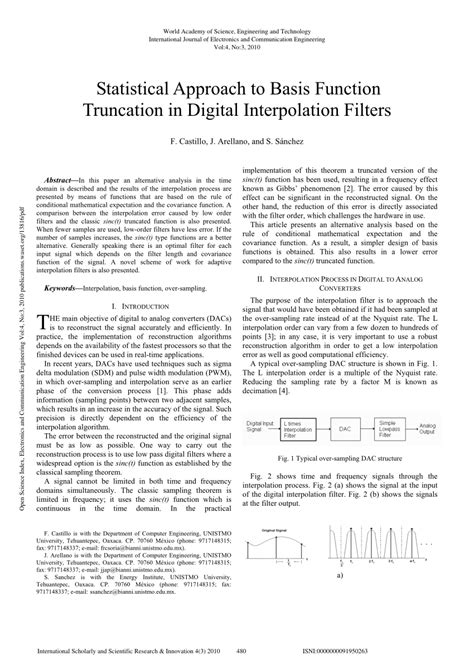 Pdf Statistical Approach To Basis Function Truncation In Digital Interpolation Filters