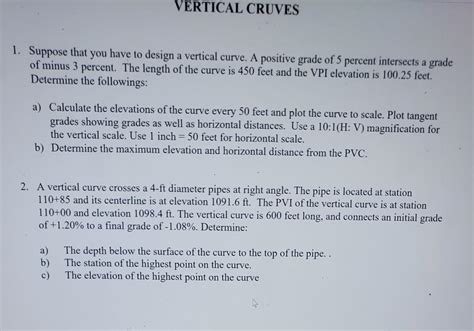 Solved VERTICAL CRUVES Suppose That You Have To Design A Chegg