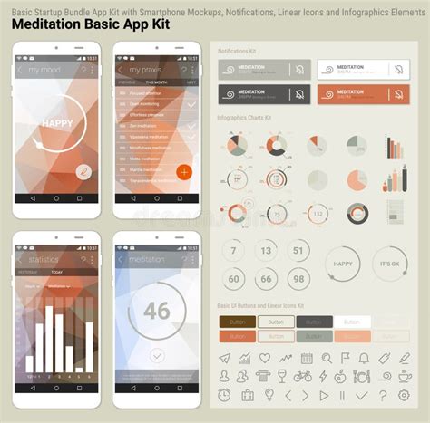 flat ui or ux mobile apps kit stock illustration illustration of