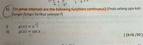 B On What Intervals Are The Following Functions Continuous Pada