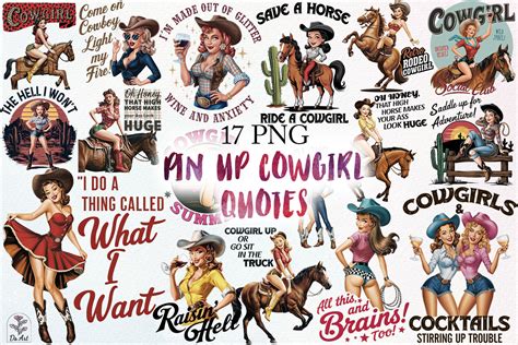 Pin Up Cowgirl Quotes Sublimation Bundle Graphic By Ds Art · Creative
