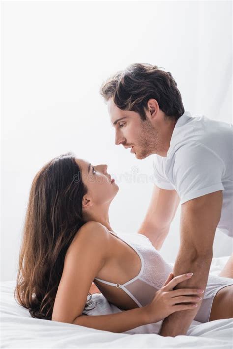 Side View Of Man Looking At Stock Image Image Of Together Intimacy 202259311