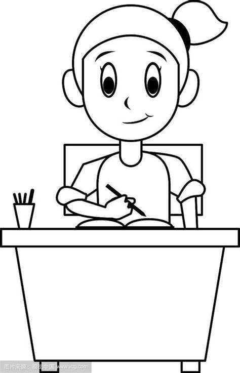 小朋友坐在桌子看书的简笔画（共12张） 简笔画图片大全