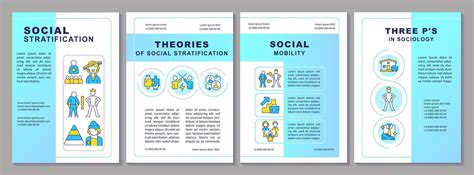 Social Stratification Blue Gradient Brochure Template Leaflet Design With Linear Icons