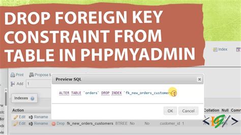 How To Drop Delete Foreign Key Constraint In Mysql Database Table In Phpmyadmin Youtube