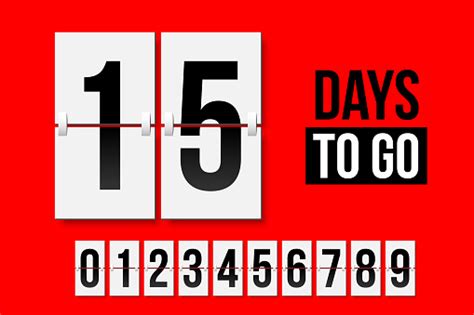 카운트 다운 일 포스터 0에서 9까지의 모든 숫자로 시간을 계산합니다 판매 또는 프로모션 시계 빨간색에 고립 된 현실적인 벡터 일러스트 레이 션 동의에 대한 스톡 벡터 아트
