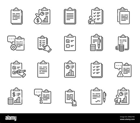 checklist documents line icons agreement info clipboard manager