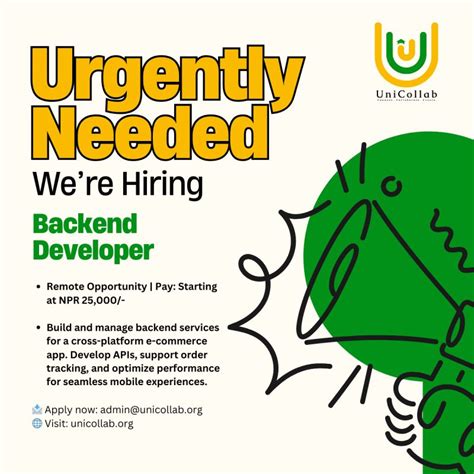 hiring backenddeveloper apidevelopment ecommerceapp remotework… unicollab