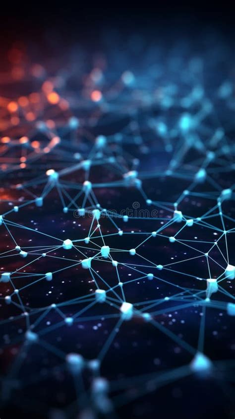 Low Poly Dark Background Connecting Dots Lines Cyber Big Data Stock Illustration