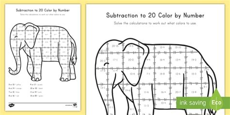 Subtraction To Color By Number Teacher Made Twinkl