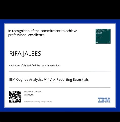 Rifa Jalees On Linkedin Ibm Cognosanalytics Dataanalytics Reporting Certification
