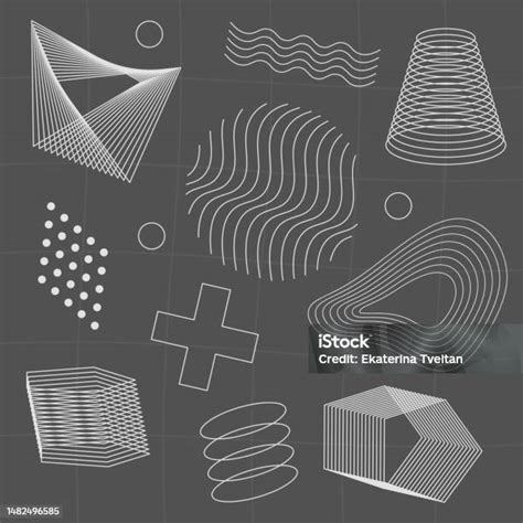 기하학적 미래 지향적인 3d 모양 추상 와이어프레임 방대한 벡터 요소 디자인 0명에 대한 스톡 벡터 아트 및 기타 이미지 0