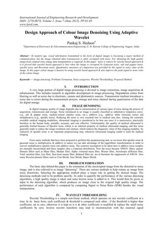 Design Approach Of Colour Image Denoising Using Adaptive Wavelet PDF