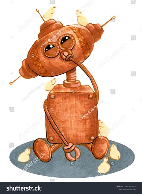 Illustration Old Cute Rusty Robot Stock Illustration 1812488620 Shutterstock