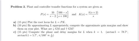 solved problem 2 plant and controller transfer functions