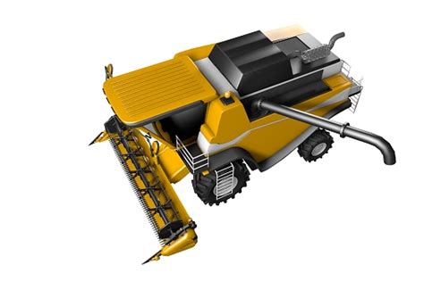 큰 렌더링 노란색 밀 수확기의 산업 3d 그림 곡물 파이프 분리 전면 상단 보기 흰색에 격리 3차원 형태에 대한 스톡 사진 및 기타 이미지 Istock