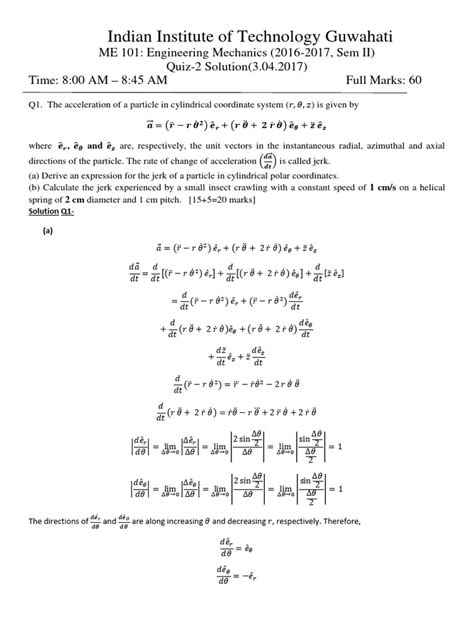 Quiz 2 3417 Solution F Pdf Acceleration Rotation