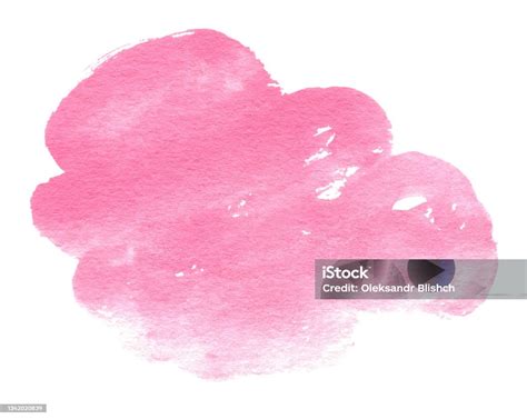 흰색 배경에 고립 된 분홍색 수채화 모양 손으로 그린 질감의 수채화 스팟 수채화에 대한 스톡 사진 및 기타 이미지 수채화 수채화 물감 장미색 Istock