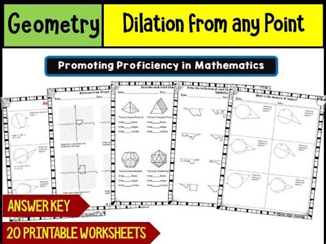 Dilation From Any Point Geometry Worksheets Math Problems Teaching