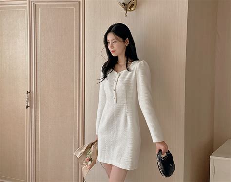 리리앤코 트엘리온 트위드 진주 하트넥 원피스 신상 룩 원피스 트위드원피스 미니원피스 데일리룩 데이트룩 진주원피스 하객룩원피스 긴팔원피스 빅사이즈원피스 하객룩미니원피스