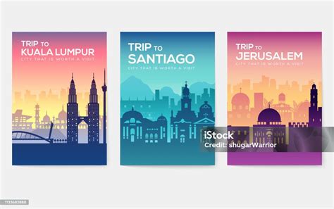 여행 정보 카드 전단지 잡지 포스터 책 표지 배너의 풍경 템플릿입니다 칠레 캐나다 태국 스페인 말레이시아와 아프리카 아시아
