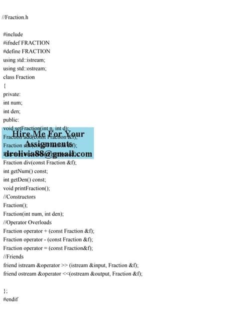 Program 2 Fraction Class Problem For This Programming Aspdf