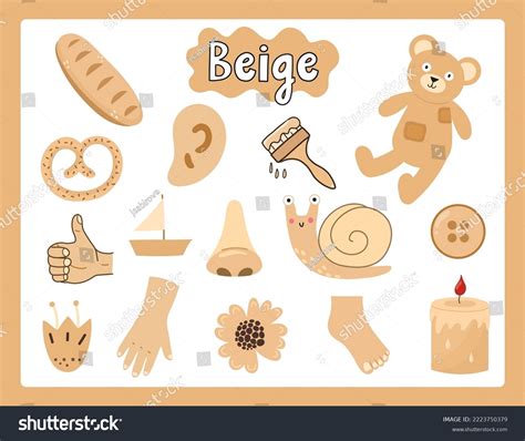 Set Beige Color Objects Primary Colors Stock Vector Royalty Free 2223750379 Shutterstock